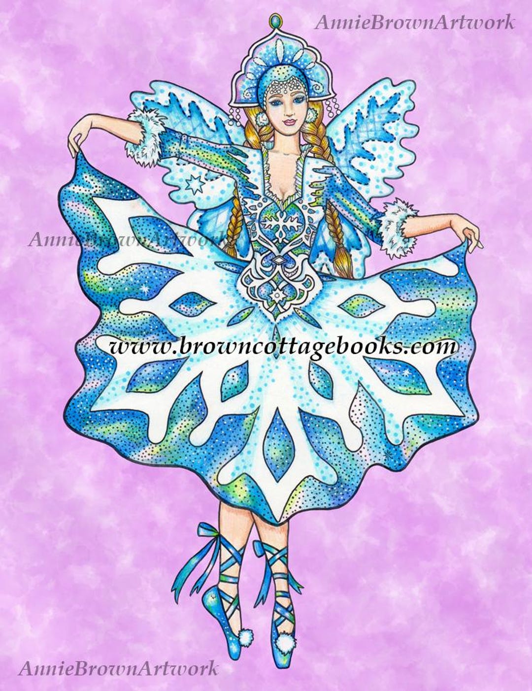 Ballerina Snow Fairy Coloring Page Fantasy Art Printable Download Line ...