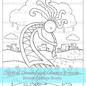 Dance of the Kokopelli Coloring Page, Printable Southwest Line Art by ...