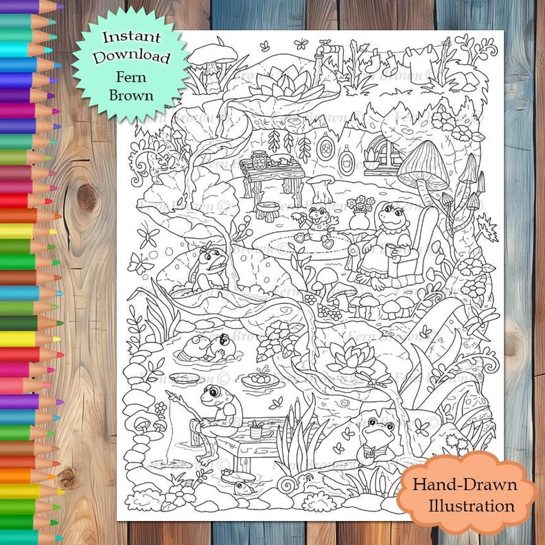Frog Burrow Animals Coloring Page Instant Download Printable File Line ...