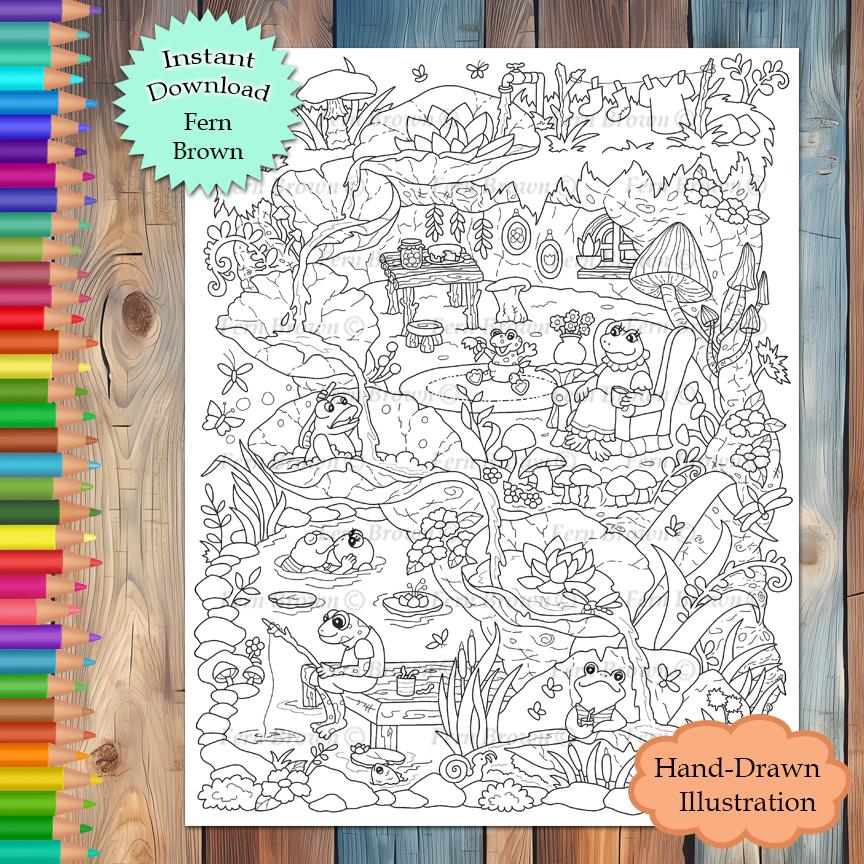 Frog Burrow Animals Coloring Page Instant Download Printable File Line ...