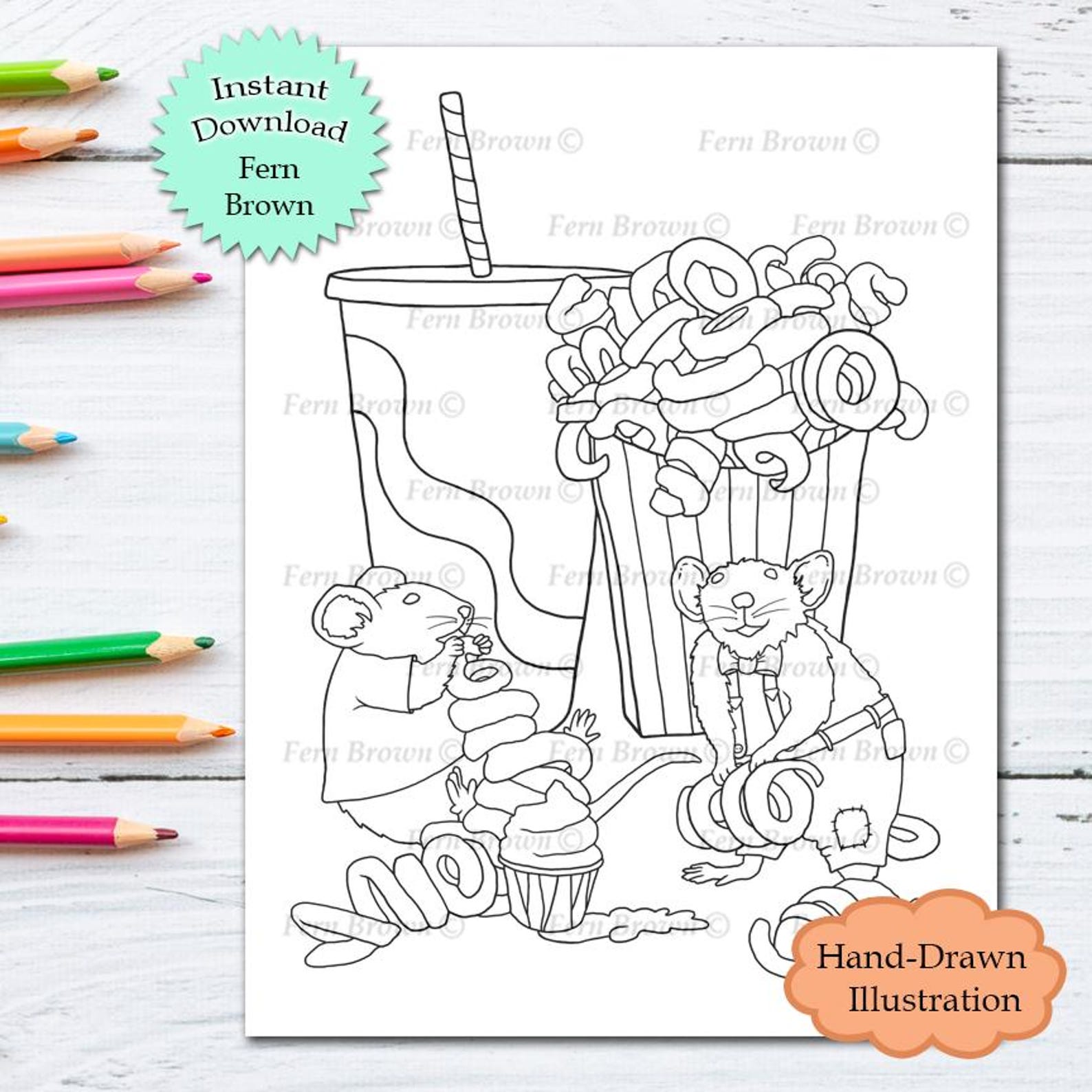 Cute & Crazy Critters Foodies Vol. 1 Coloring Book | Line Art Printable ...