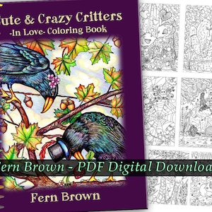 PDF Digital Download, Animals, Line Art, Cute & Crazy Critters in Love ...