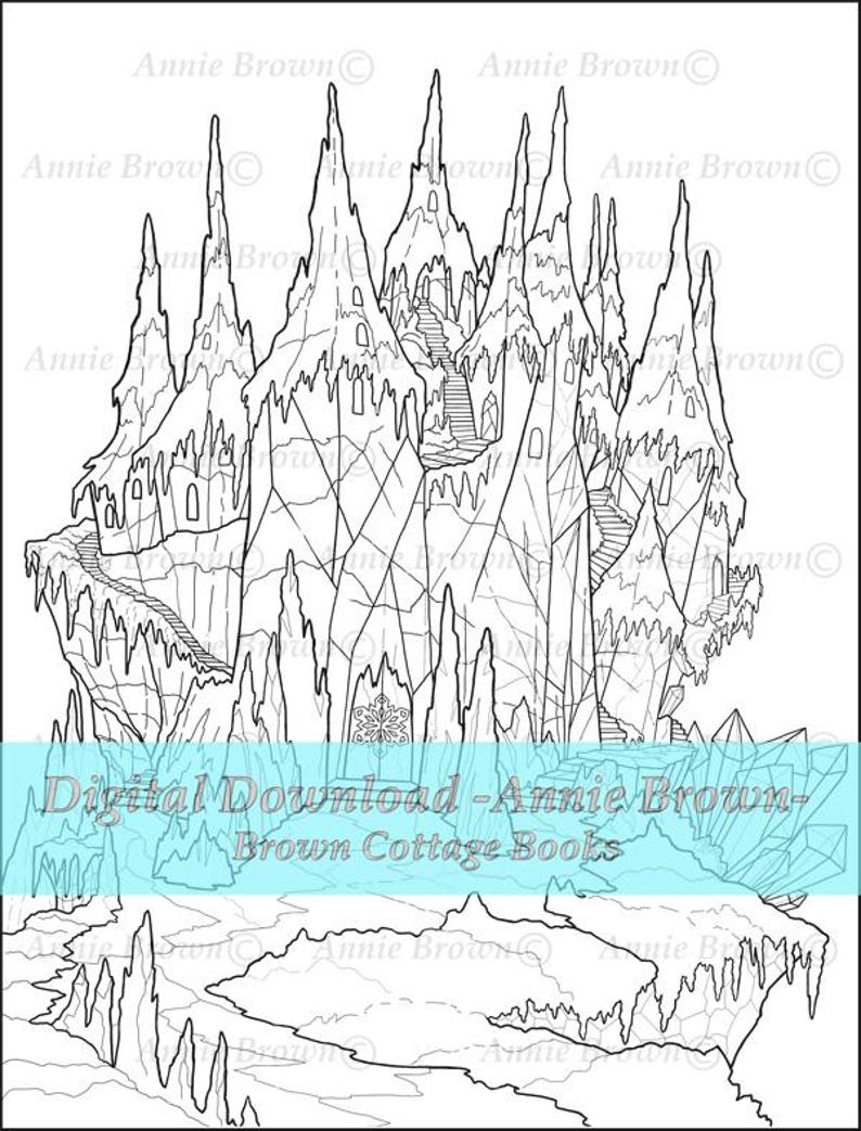 Ice Palace Frozen Castle Coloring Page, Printable Hand-drawn Winter ...
