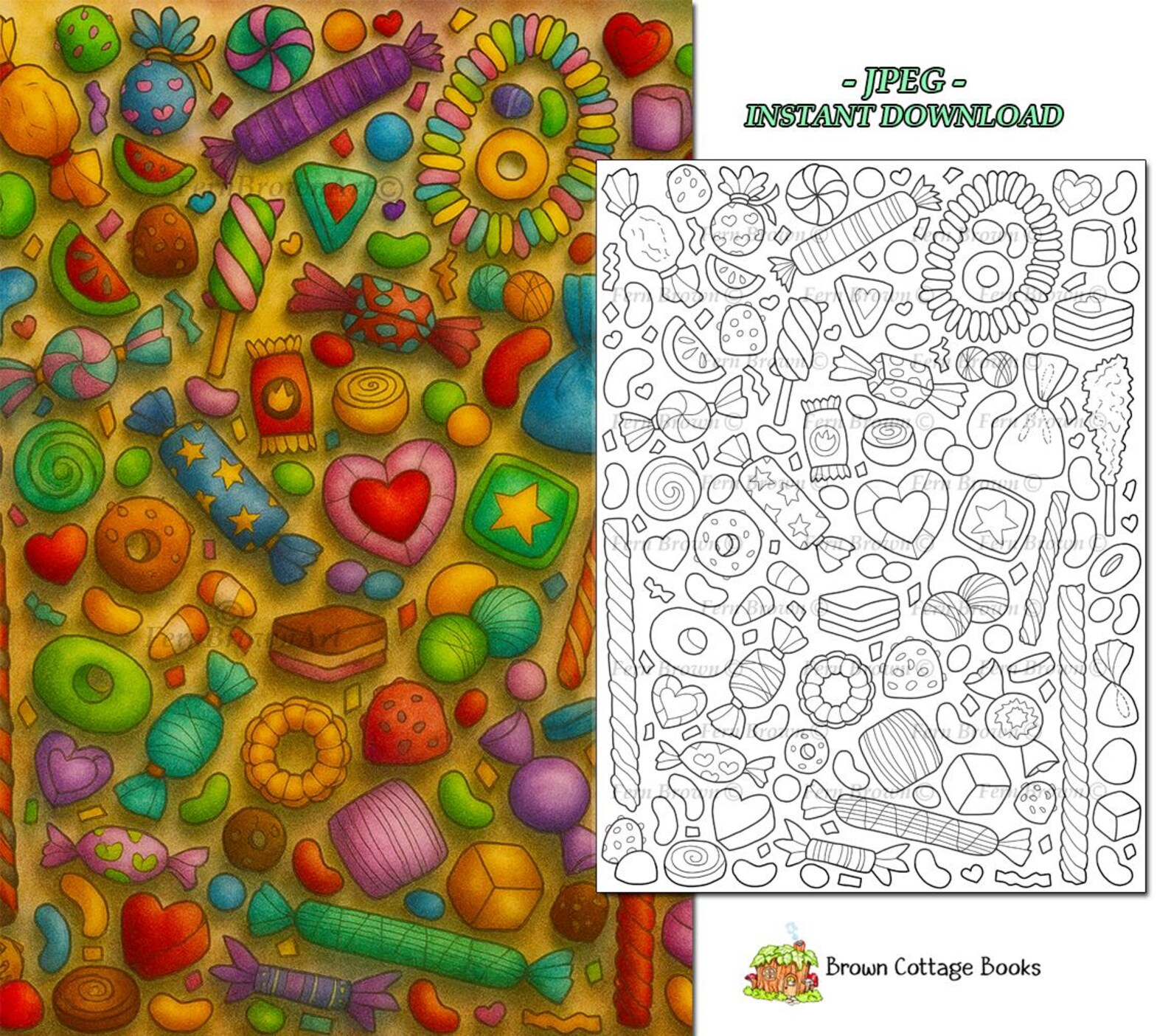 Candy Sweet Treats Coloring Page Instant Download Printable File Line ...