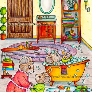 Mouse Bath Time Coloring Page Instant Download Printable File Line Art ...