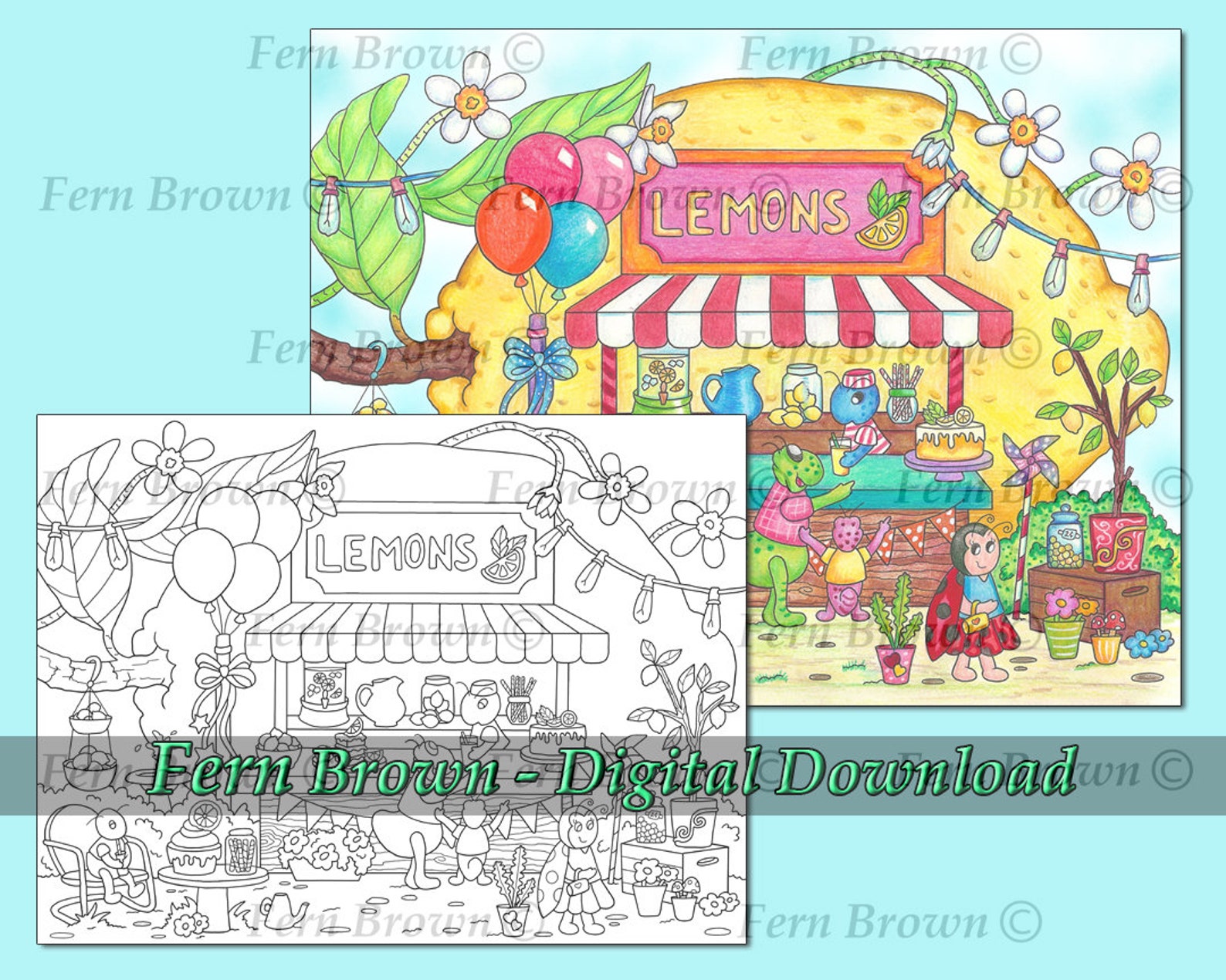 Bug Coloring Page Food Instant Download Insects Coloring - Etsy
