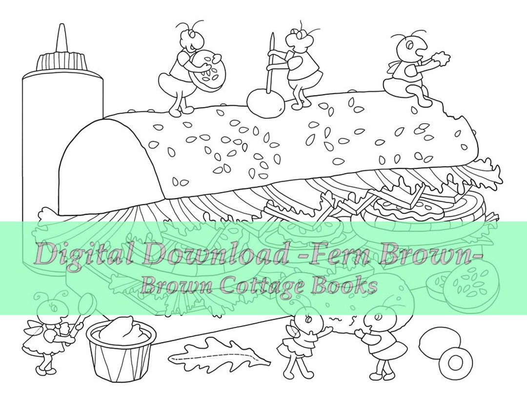Bug Coloring Page Food Instant Download Insects Coloring - Etsy