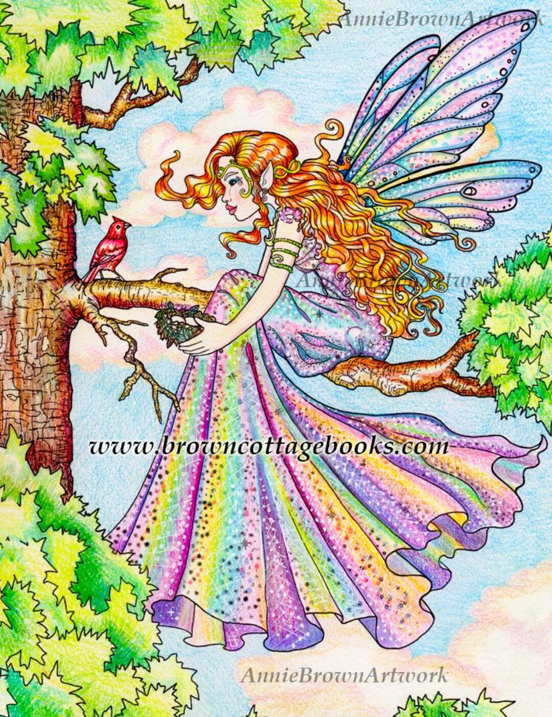 Fairy Tree Fantasy Coloring Page Instant Download Printable File Line ...