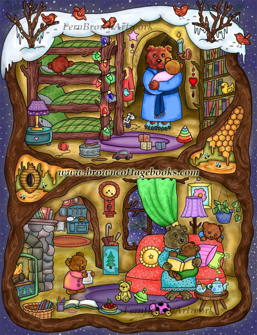 Bear Burrow Animals Coloring Page Instant Download Printable File Line ...