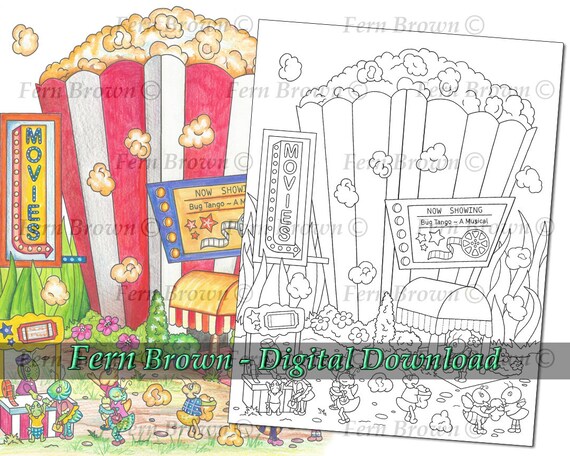 Movie Theater Popcorn Coloring Page