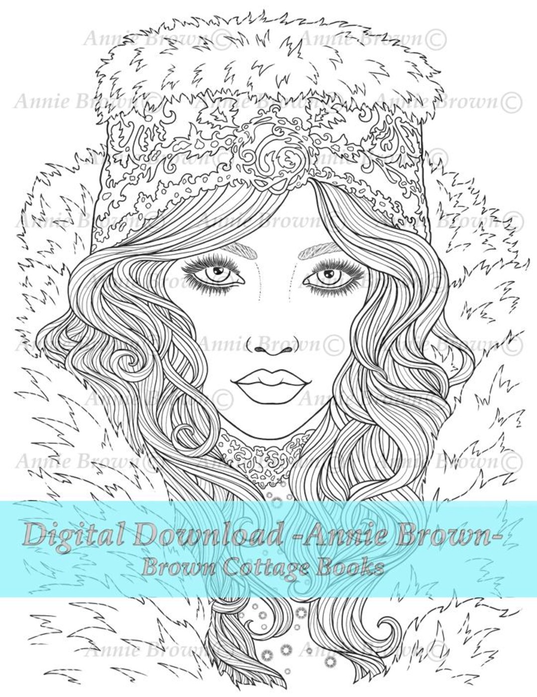 Snow Princess Coloring Page, Printable Download Line Art by Annie Brown ...