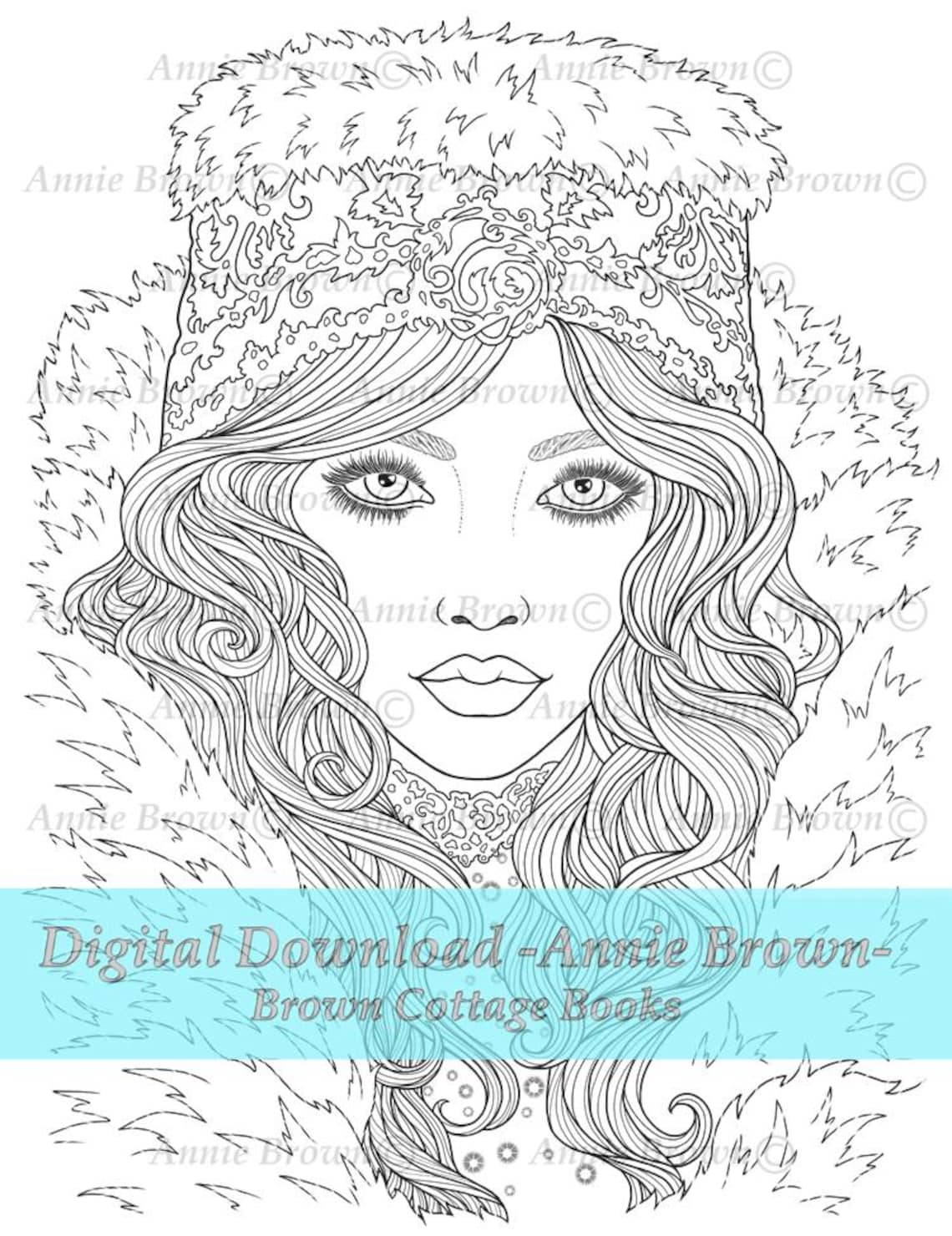 Snow Princess Coloring Page, Printable Download Line Art by Annie Brown ...