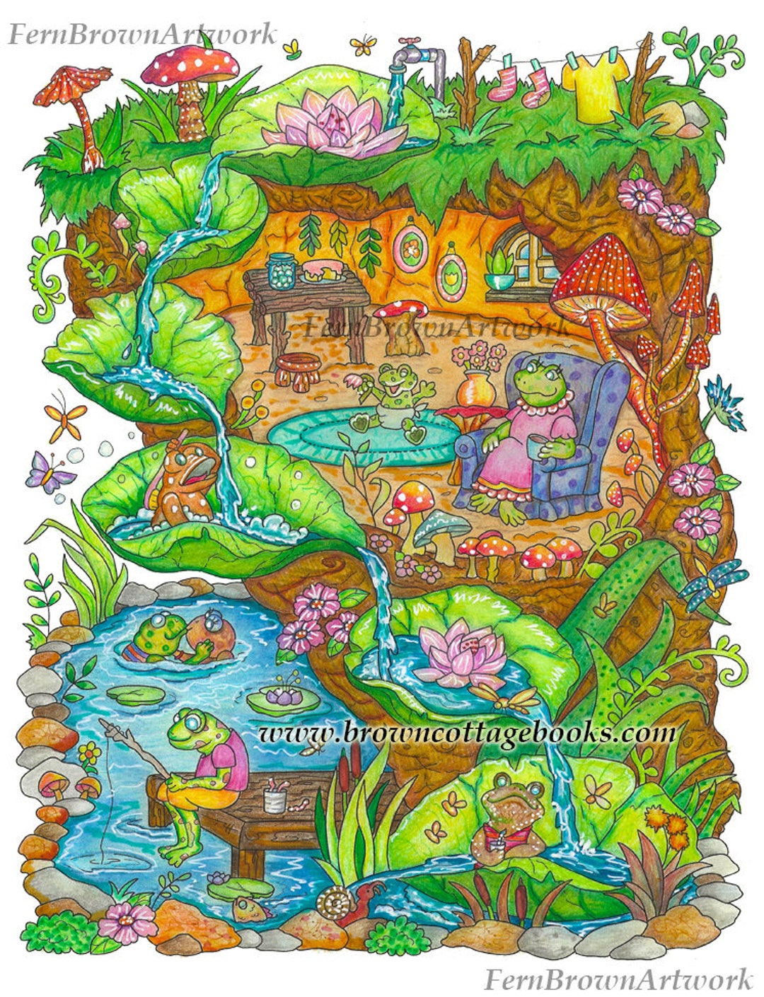 Frog Burrow Animals Coloring Page Instant Download Printable File Line ...