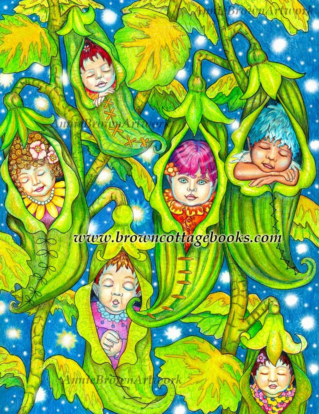 Peapod Pixies Fairy Babies Coloring Page Instant Download Printable ...