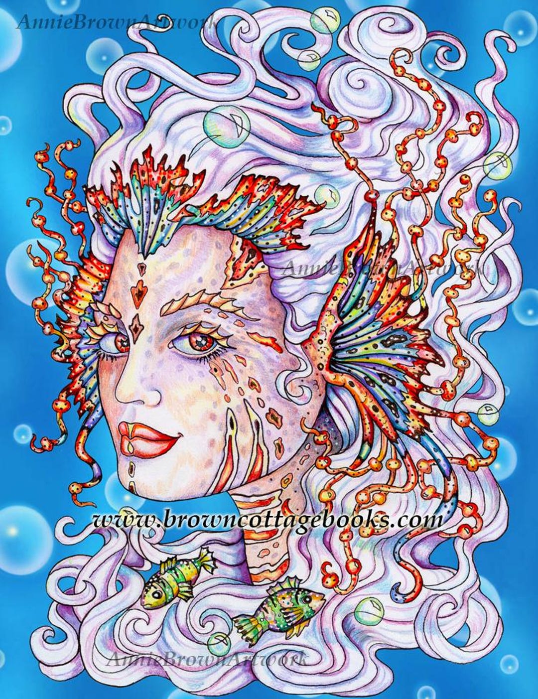 Lionfish Mermaid Coloring Page Instant Download Printable File Line Art ...