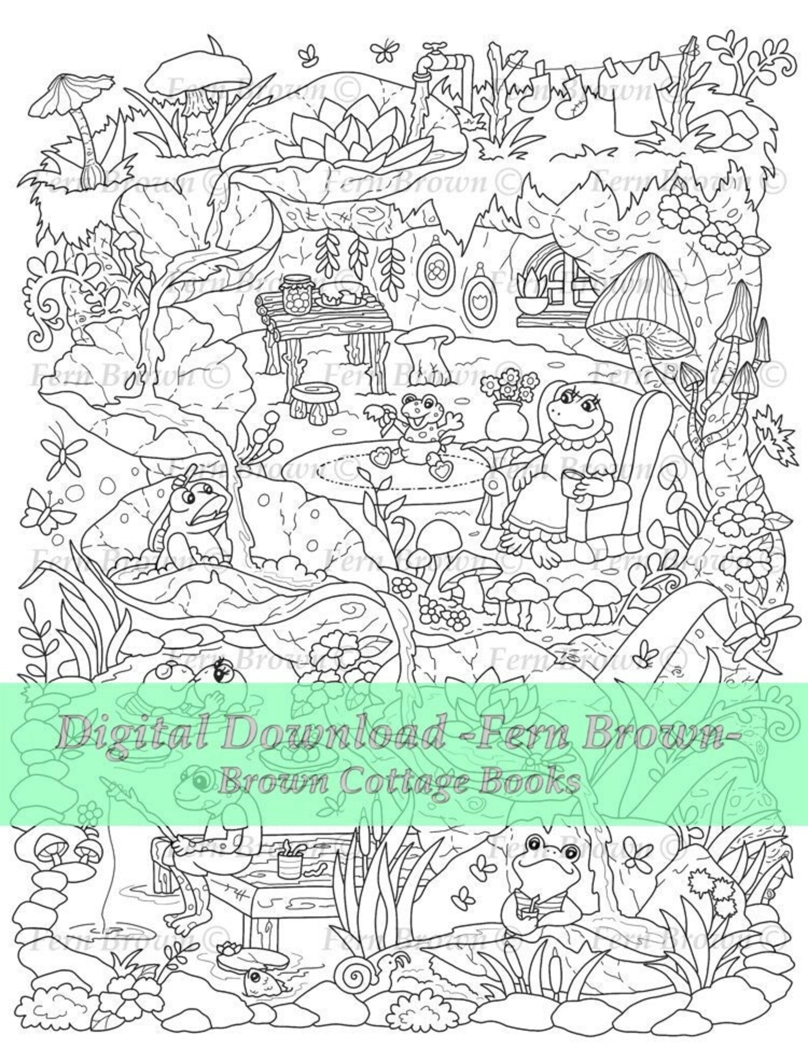 Frog Burrow Animals Coloring Page Instant Download Printable File Line ...