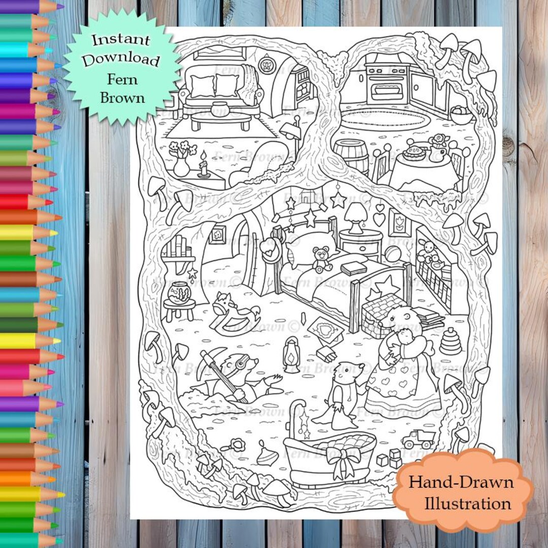 Mole Burrow Coloring Page Instant Download Printable File Line Art ...