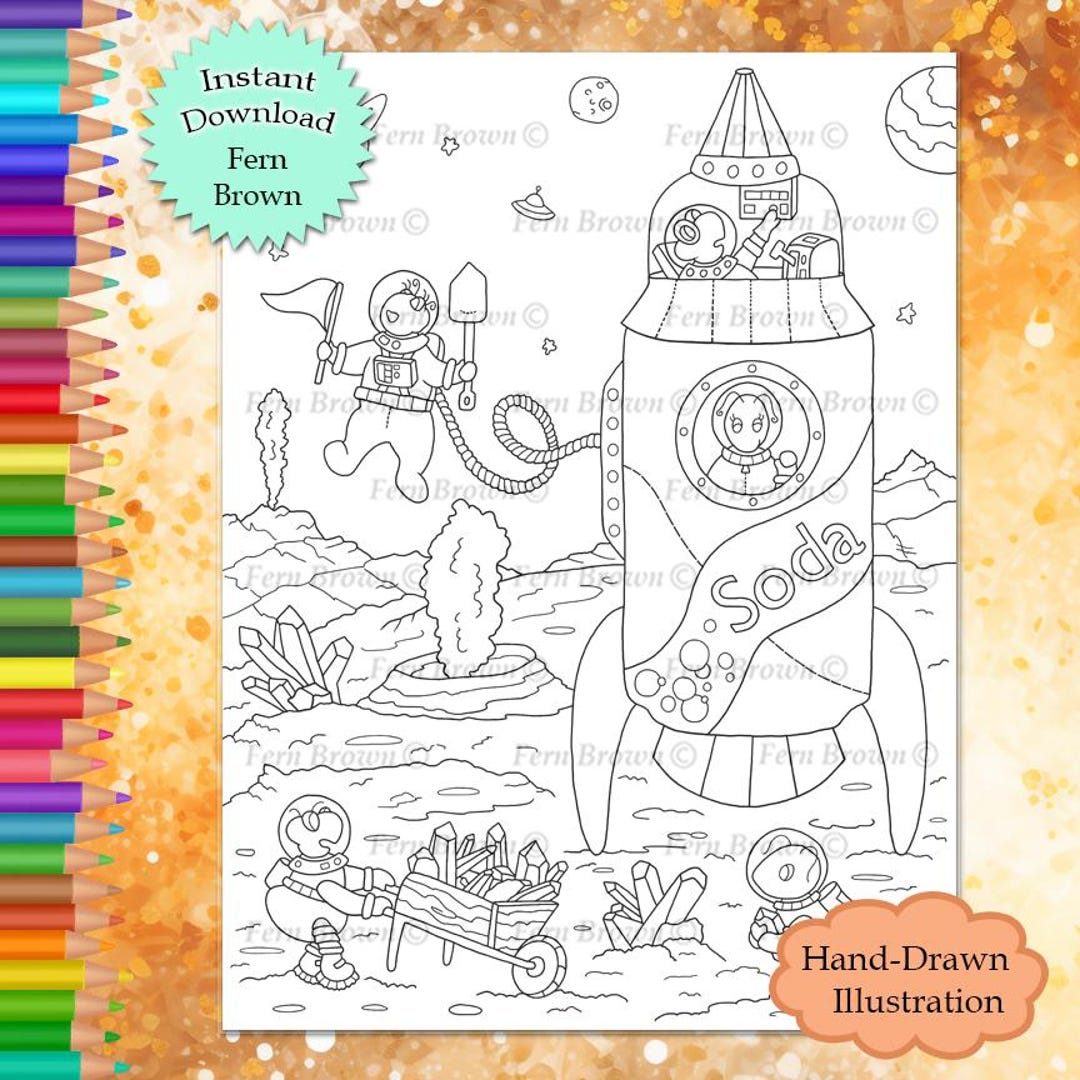 Space Bugship Coloring Page Instant Download Printable File Line Art ...