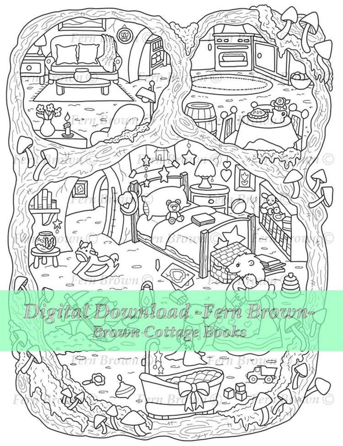 Mole Burrow Coloring Page, Instant Download Line Art Animal by Fern ...