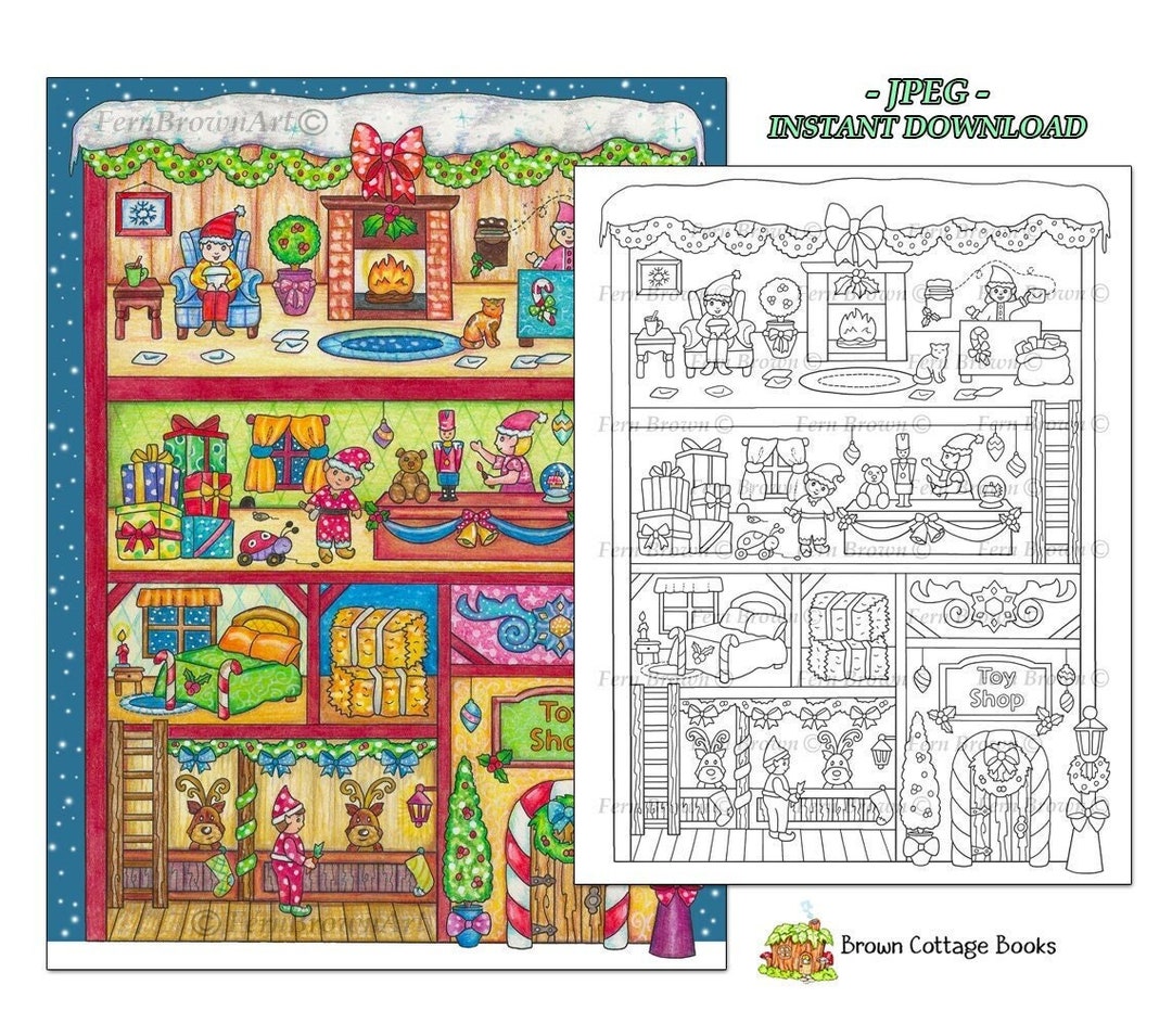 Toy Shop Dollhouse Coloring Page Instant Download Printable File Line ...