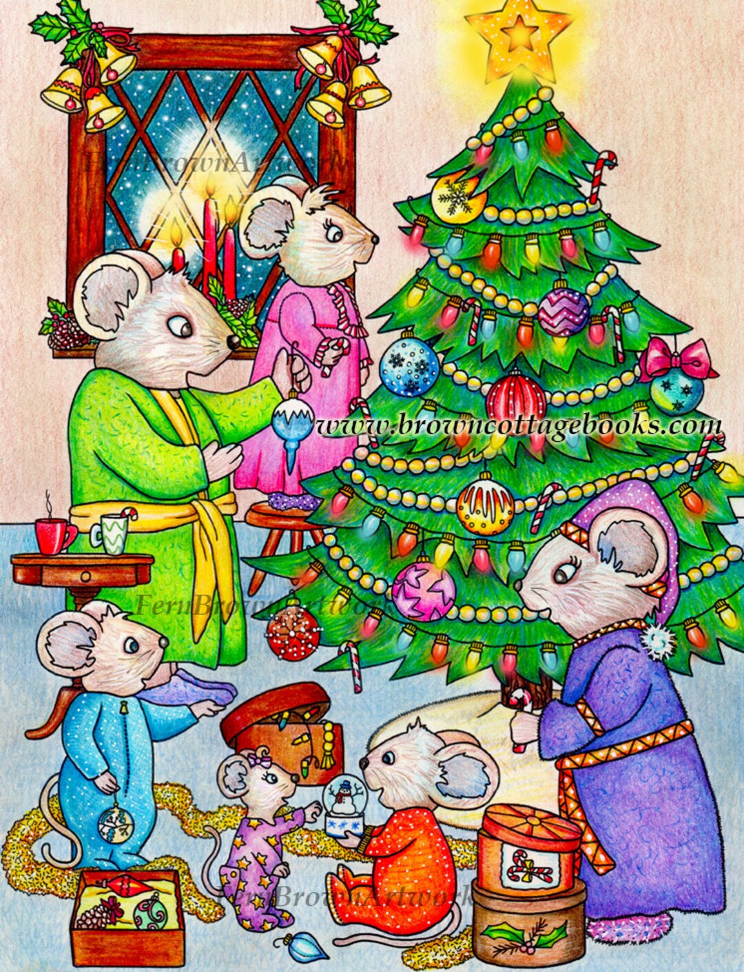 Mouse Christmas Coloring Page Instant Download Printable File Line Art ...