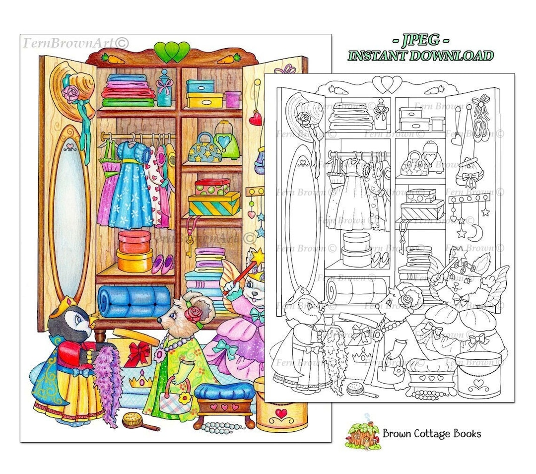 Bunny Dress up Coloring Page Instant Download Printable File Line Art ...