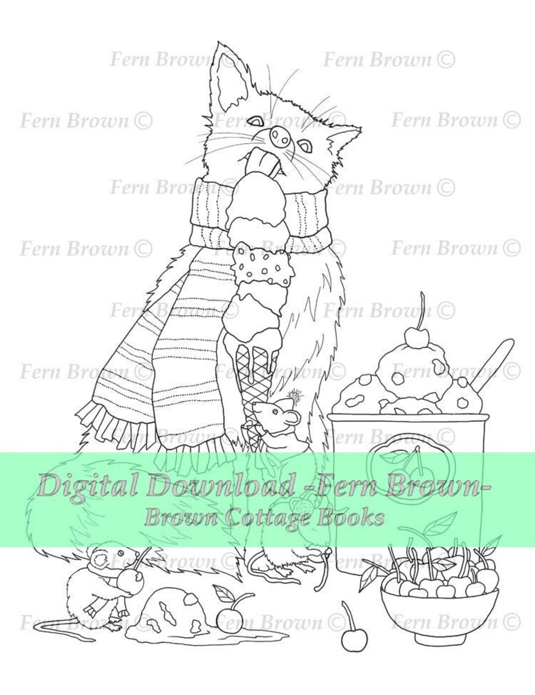 Mice Coloring Page Adult Coloring Page Animals Line Art - Etsy