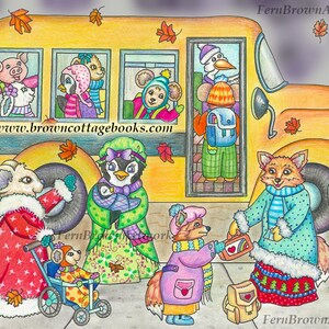 Critters School Bus Coloring Page Instant Download Printable File Line ...