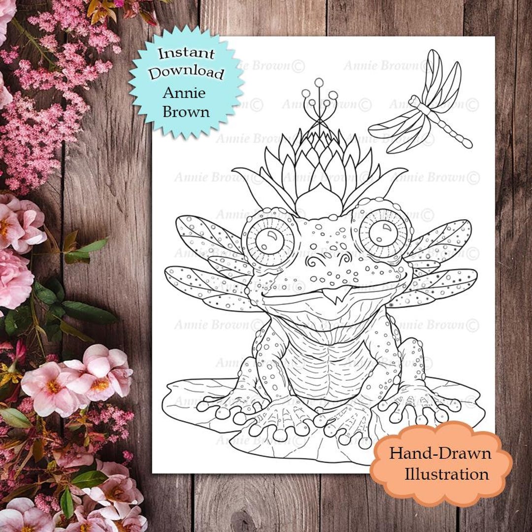 Frog Cutie Fantasy Animals Coloring Page, Instant Download Printable ...