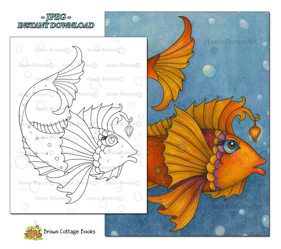 Fish Cutie Animals Coloring Page, Instant Download Printable File (JPEG ...