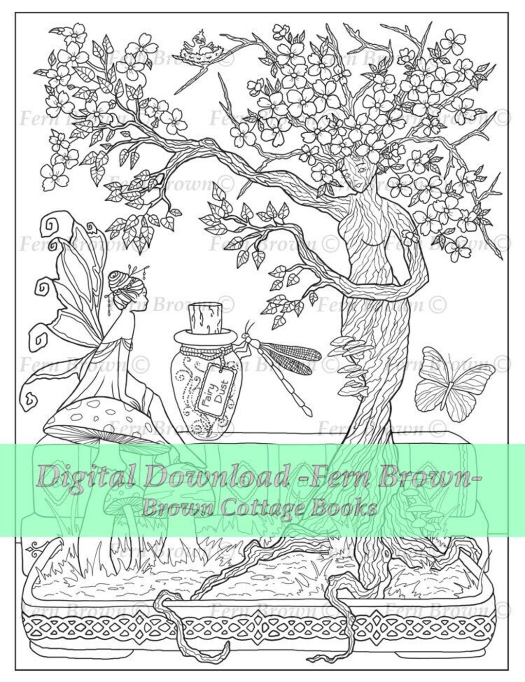 Fairy Friend Druid Coloring Page Instant Download Printable File Line ...