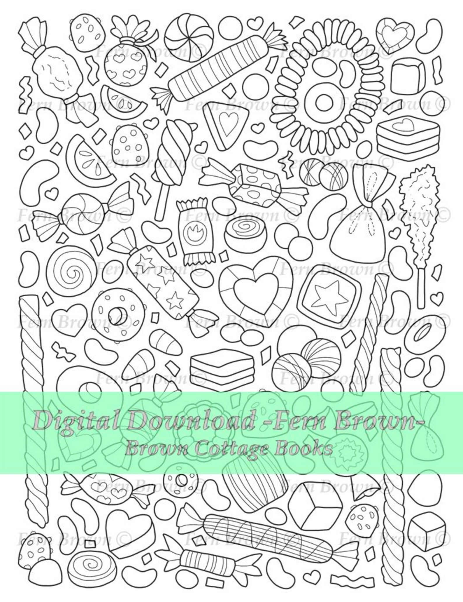 Candy Sweet Treats Coloring Page Instant Download Printable File Line ...