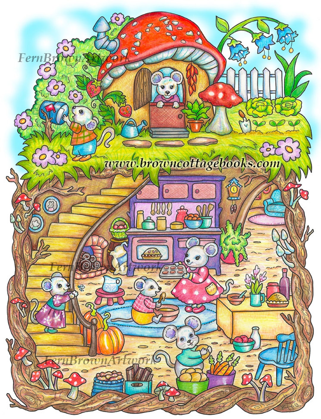 Mouse Burrow Coloring Page Instant Download Printable File Line Art ...