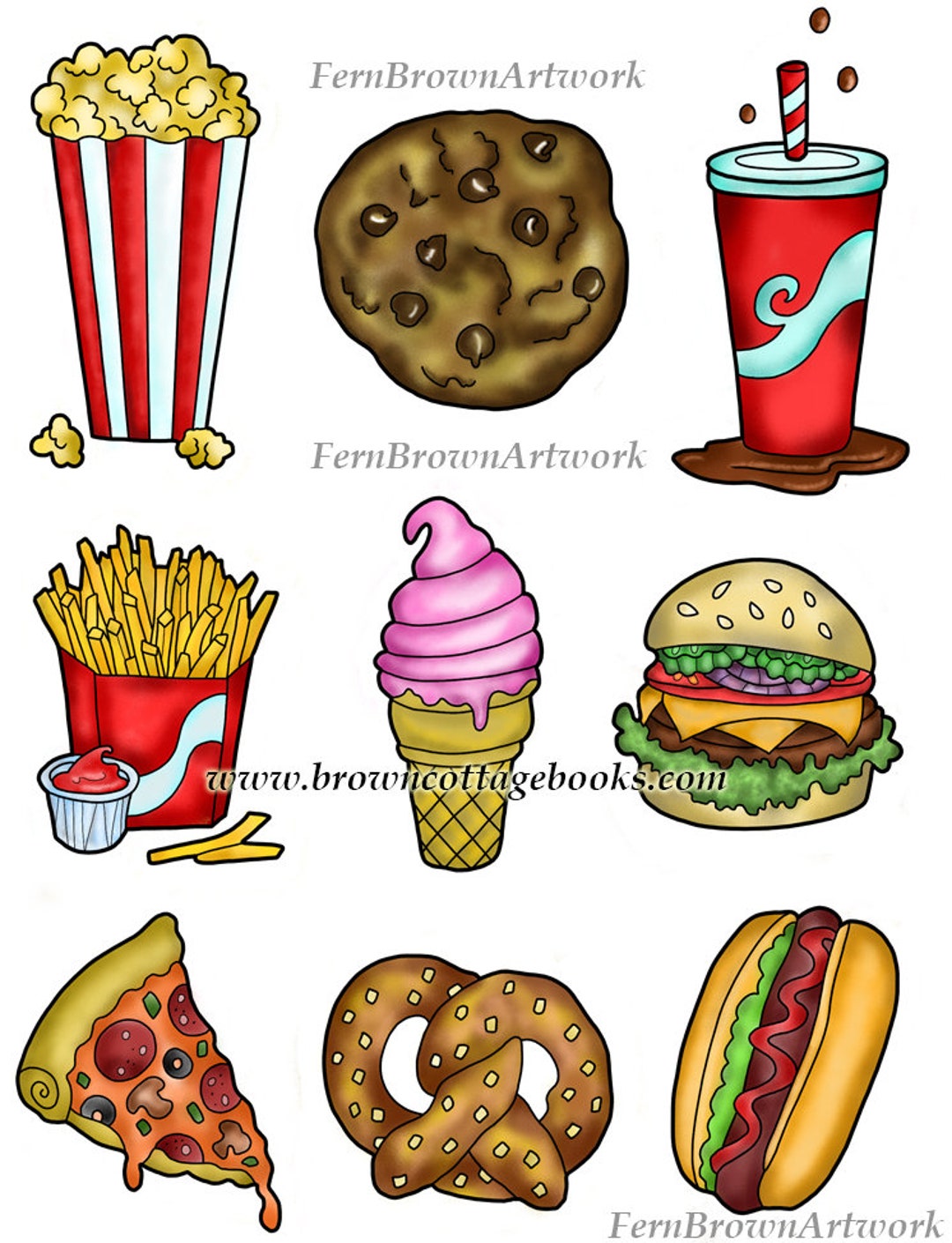 Junk Food Coloring Page Instant Download Printable File Line Art (JPEG ...