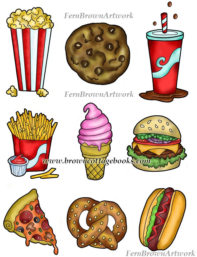 Junk Food Coloring Page Instant Download Printable File Line Art JPEG ...