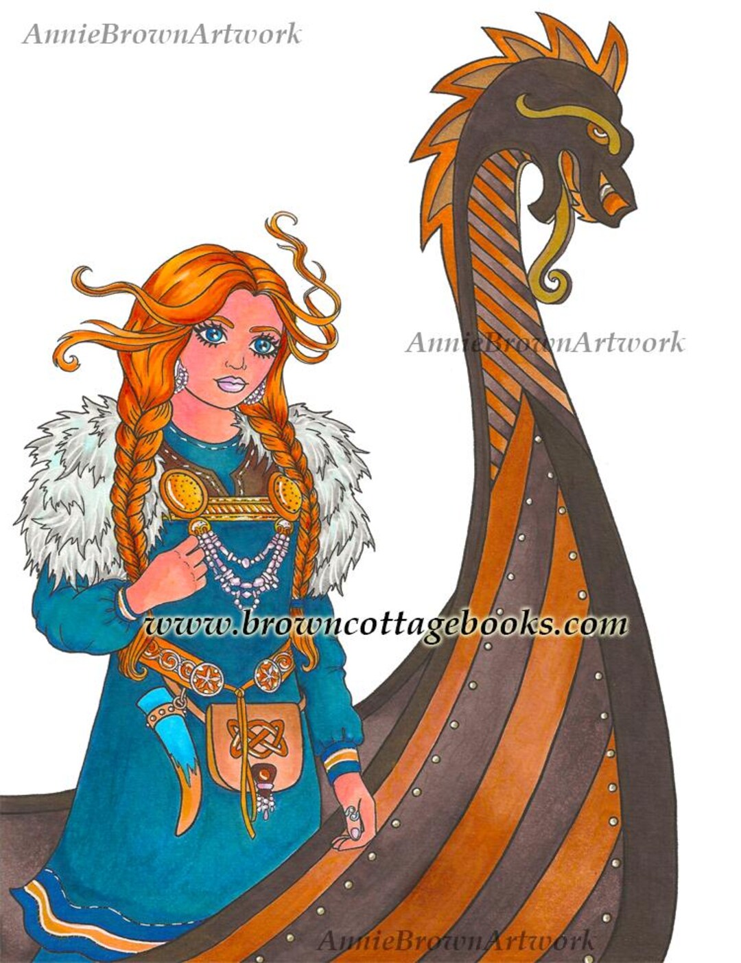 Viking Maiden Cutie Coloring Page Instant Download Printable File Line ...