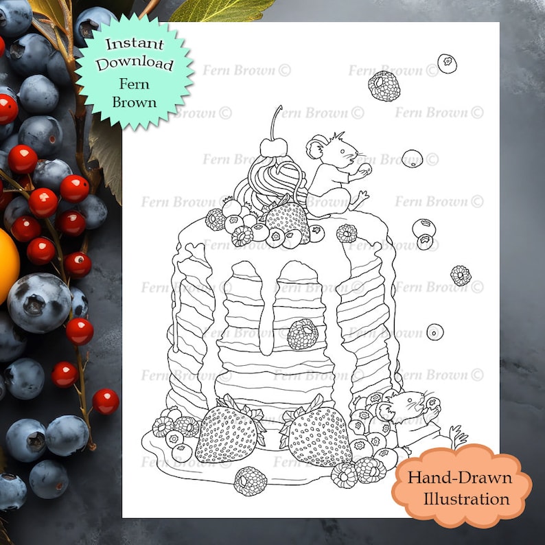 Coloring Page, Animals, Line Art, Printable Download, Mice Coloring ...