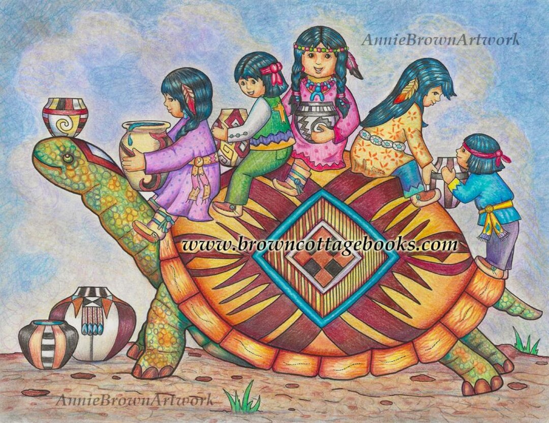 Turtle Storyteller Coloring Page Instant Download Printable File Line ...