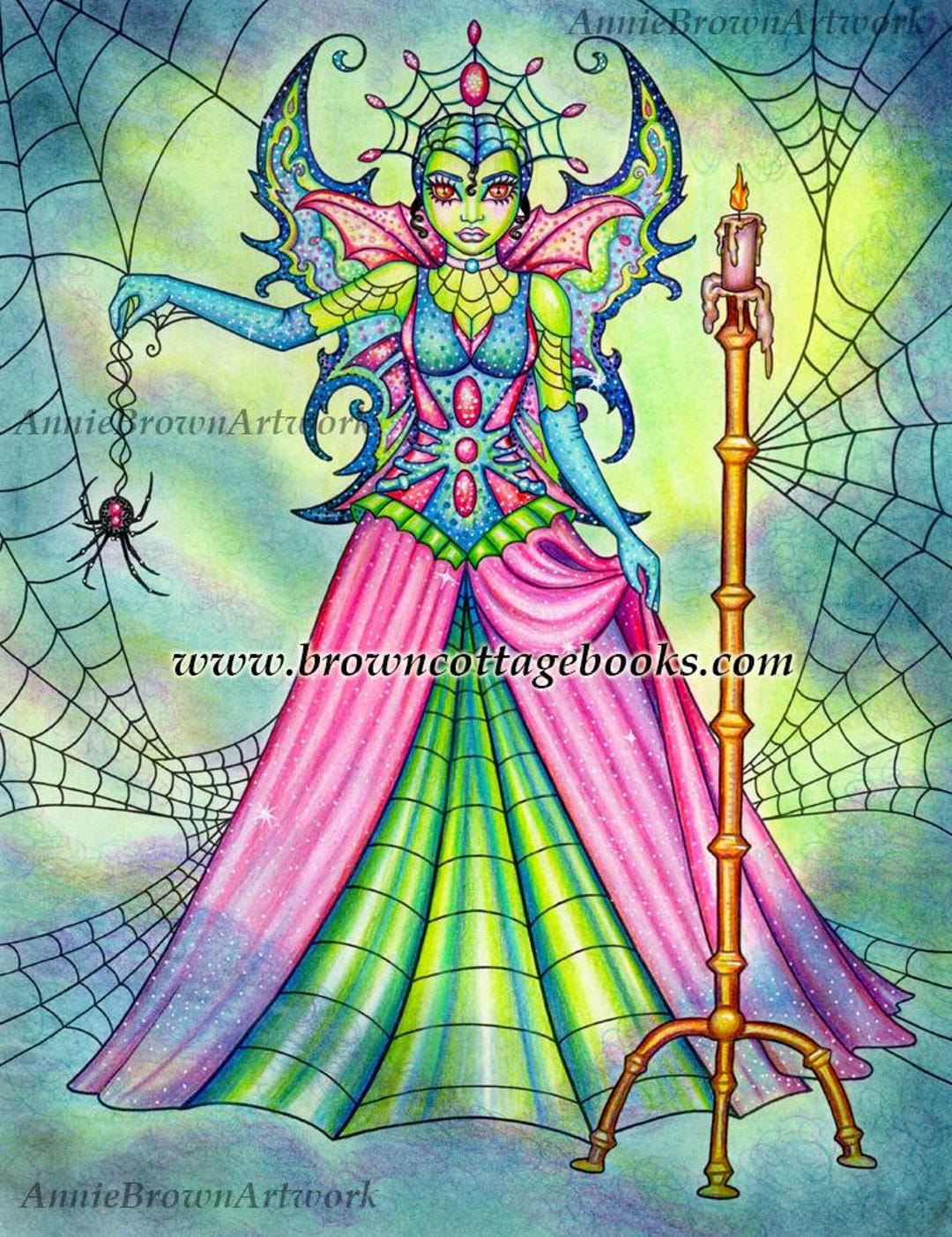 Spider Fairy Fantasy Coloring Page Instant Download Printable File Line ...