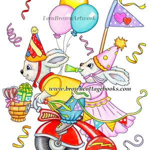 Bunny Birthday Coloring Page Instant Download Printable File Line Art ...