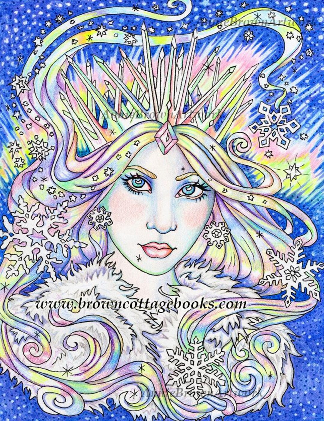 Snow Queen Coloring Page Instant Download Printable File Fantasy Women ...