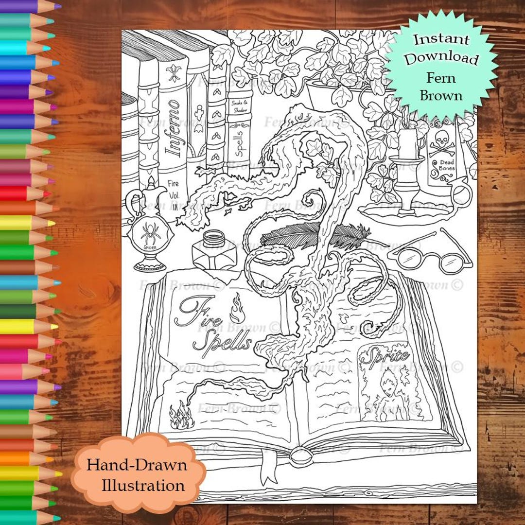 Fantasy Coloring Page Fairies Fairy Books Instant Download Line Art ...