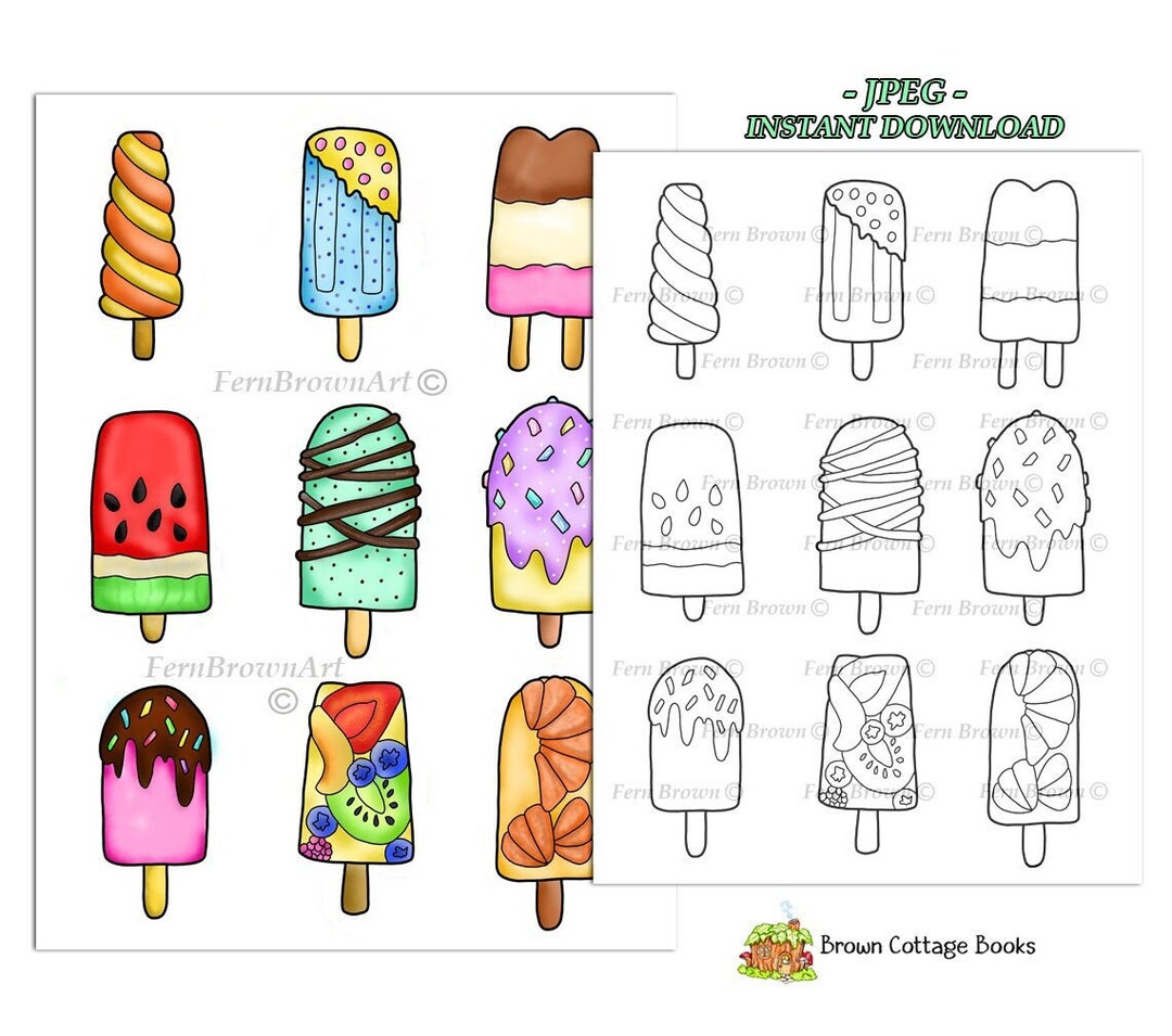 Popsicles Coloring Page Instant Download Printable File Line Art ...