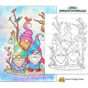 Three Gnomes Fairy Folk Coloring Page, Printable Download by Annie ...