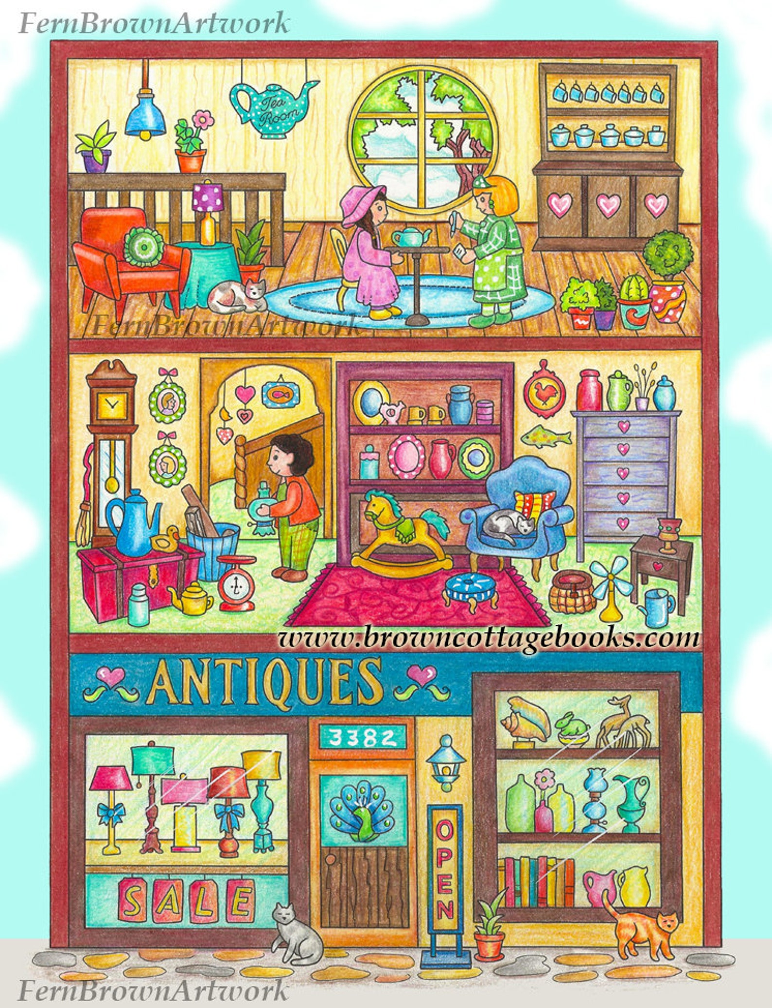 Doll House Coloring Page, Thrift Shopping, Instant Download, Line Art ...