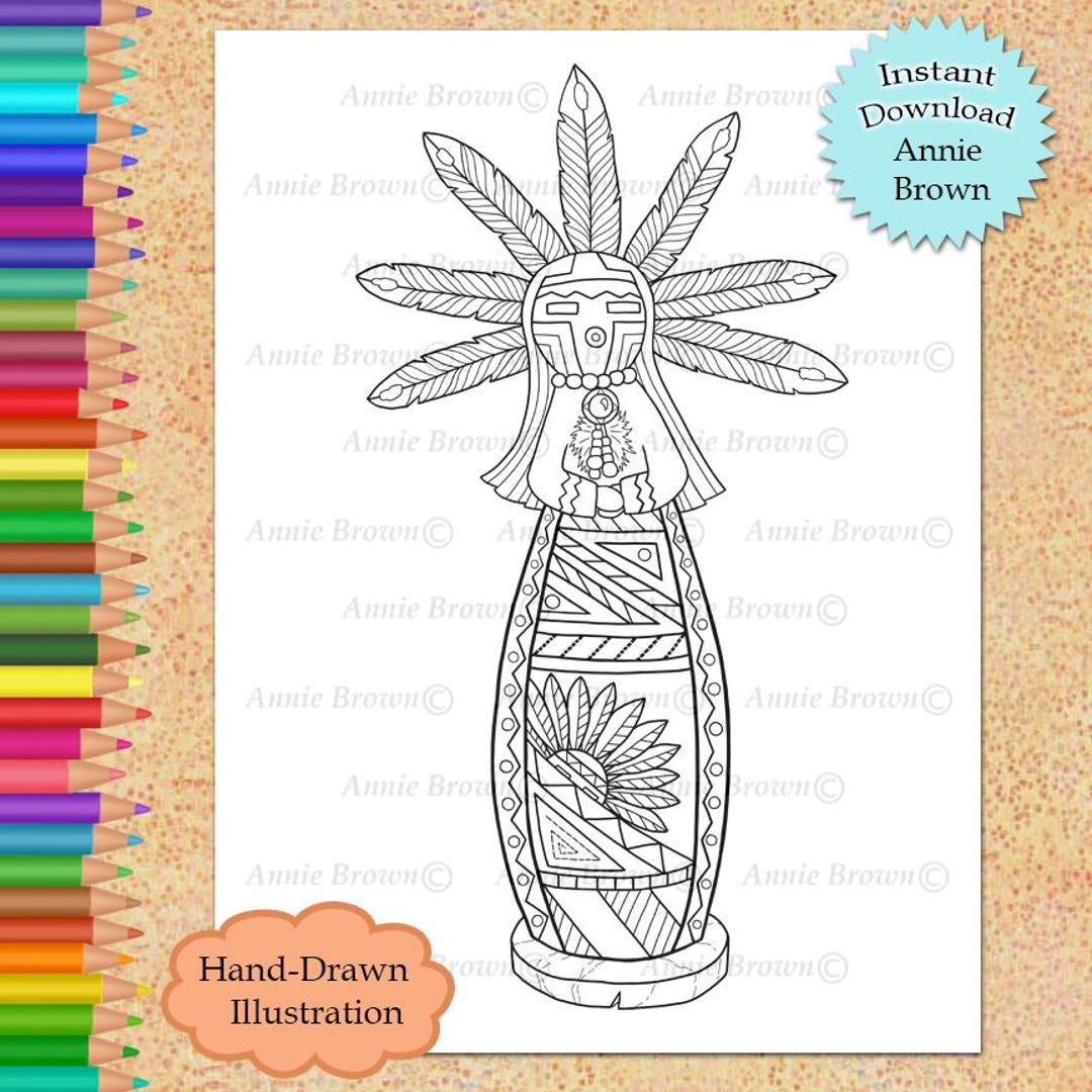 Kachina Doll Coloring Page Instant Download Printable File Line Art ...