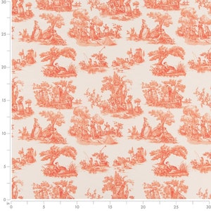 Orange Toile Print Upholstery Fabric by the Yard - SKU: Washburn Mango ...