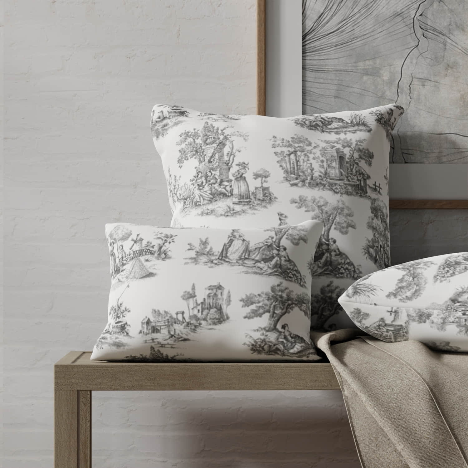Black Toile Print Upholstery Fabric by the Yard - SKU: Blair Black - Etsy