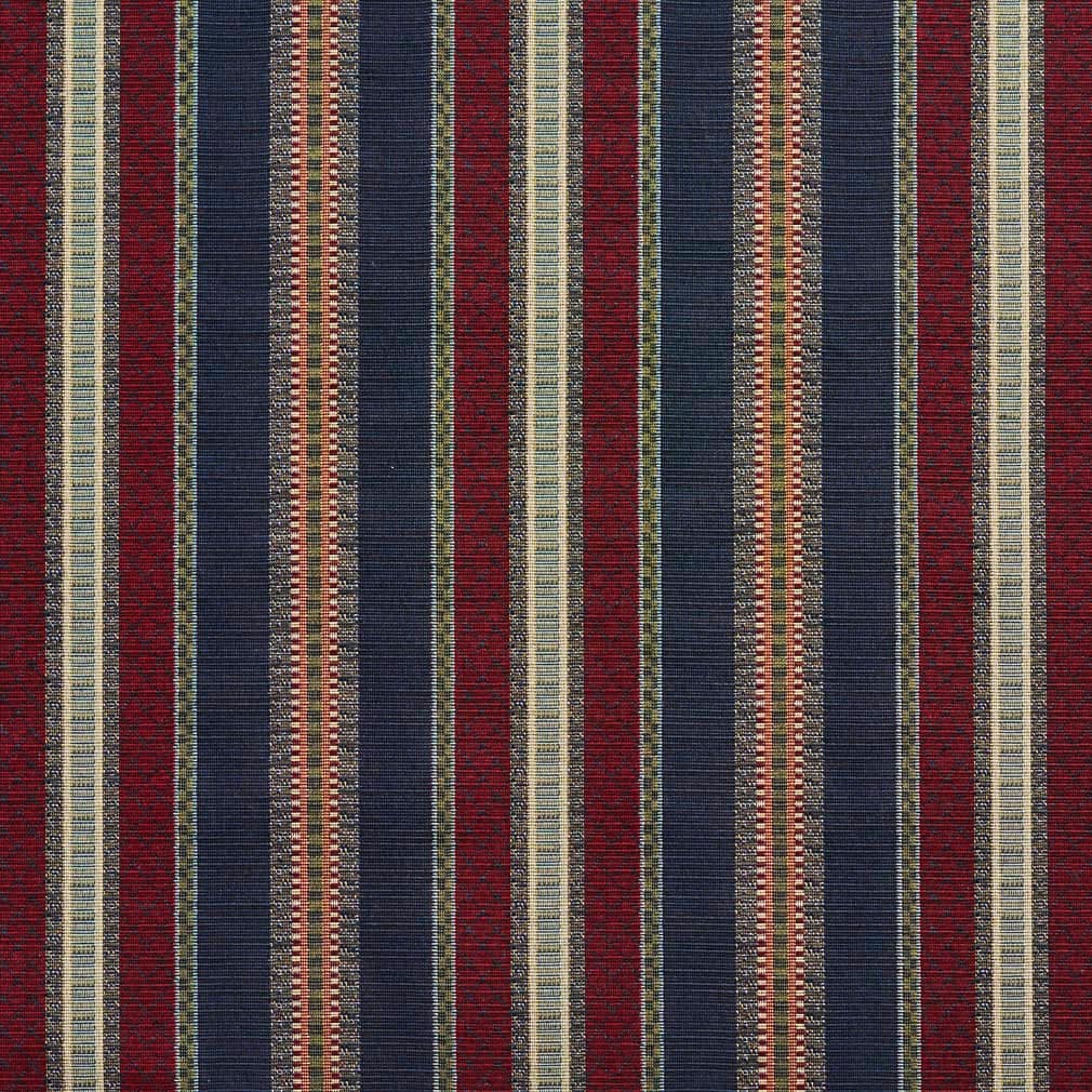 Blue Red Stripe Tapestry Woven Pattern Upholstery Fabric by the Yard ...