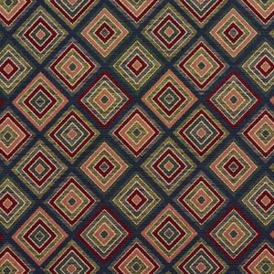Blue Diamond Tapestry Woven Pattern Upholstery Fabric by the Yard - SKU ...